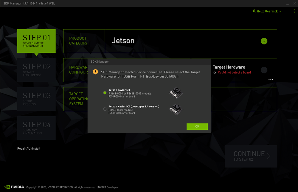 Getting Nvidia SDK Manager to work with WSL