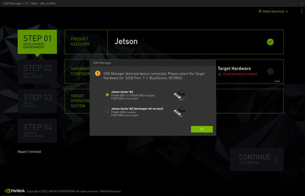 Getting Nvidia SDK Manager to work with WSL